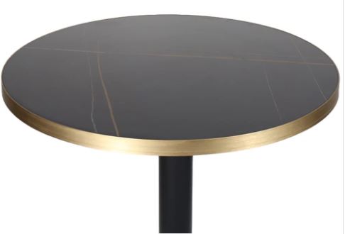 Sintered Stone Table Top with Gold Aluminium Edge -Stone Black Marble ...