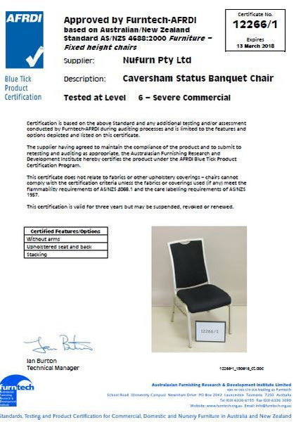 AFRDI Blue Tick Certification - Banquet Chairs – Nufurn Commercial ...