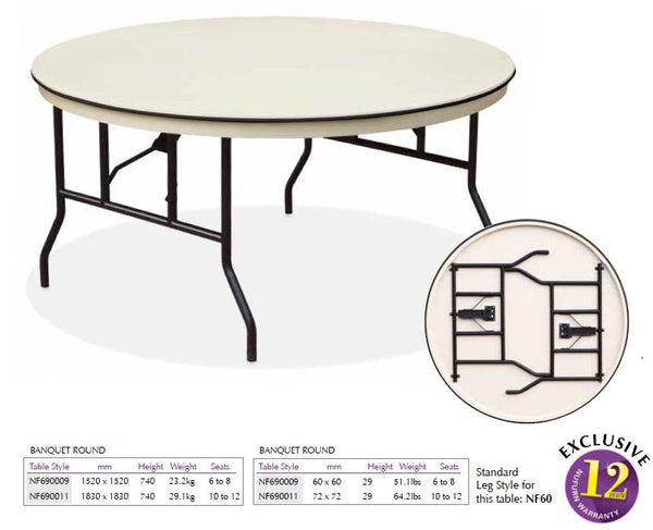EventPro-Lite - 5ft Round Folding Banquet Table Nufurn Commercial ...